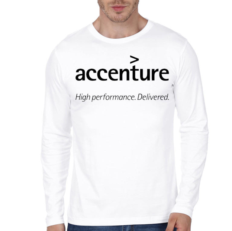 Accenture White Full Sleeve Tee | Swag Shirts