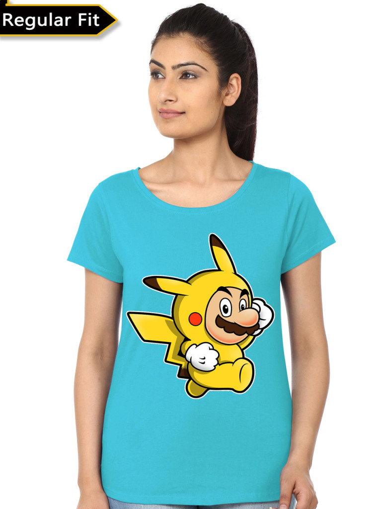 Pika Mario Light Blue Top | Swag Shirts