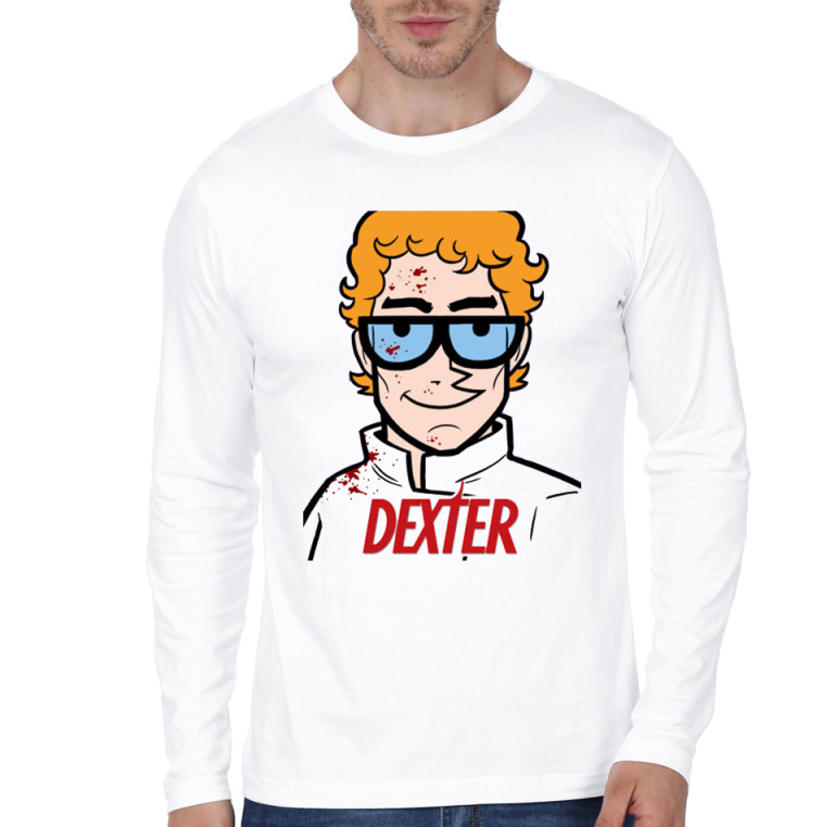 Dexter White Full Sleeve Tee | Swag Shirts