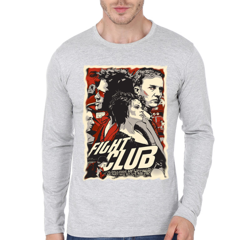 Fight Club Grey Full Sleeve Tee | Swag Shirts