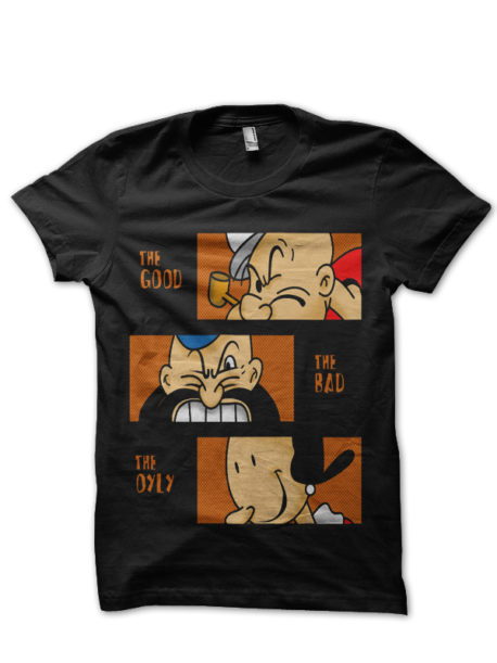 Popeye & Friends Black T-Shirt | Swag Shirts