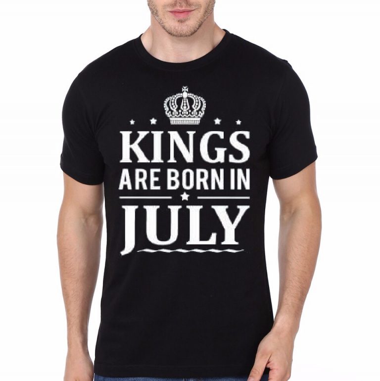 Kings Are Born In July Black T-Shirt | Swag Shirts