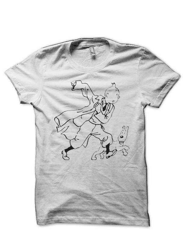 Tintin White Half Sleeve T-Shirt | Swag Shirts