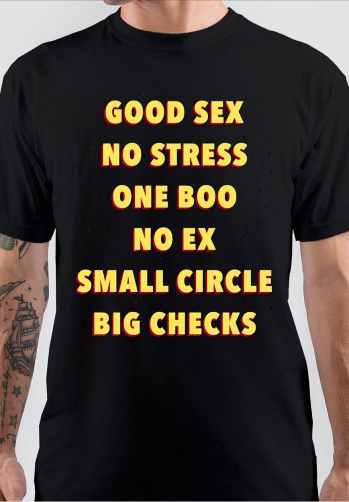 Good Sex No Stress One Boo No Ex Quote Black T-Shirt | Swag Shirts