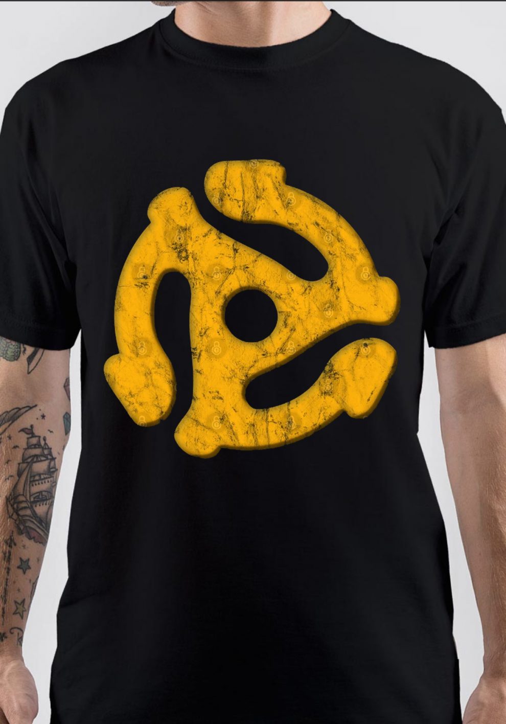 45 Record Adapter Black T-Shirt | Swag Shirts