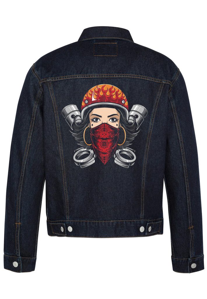 Badass Biker Girl Biker Denim Jacket | Swag Shirts