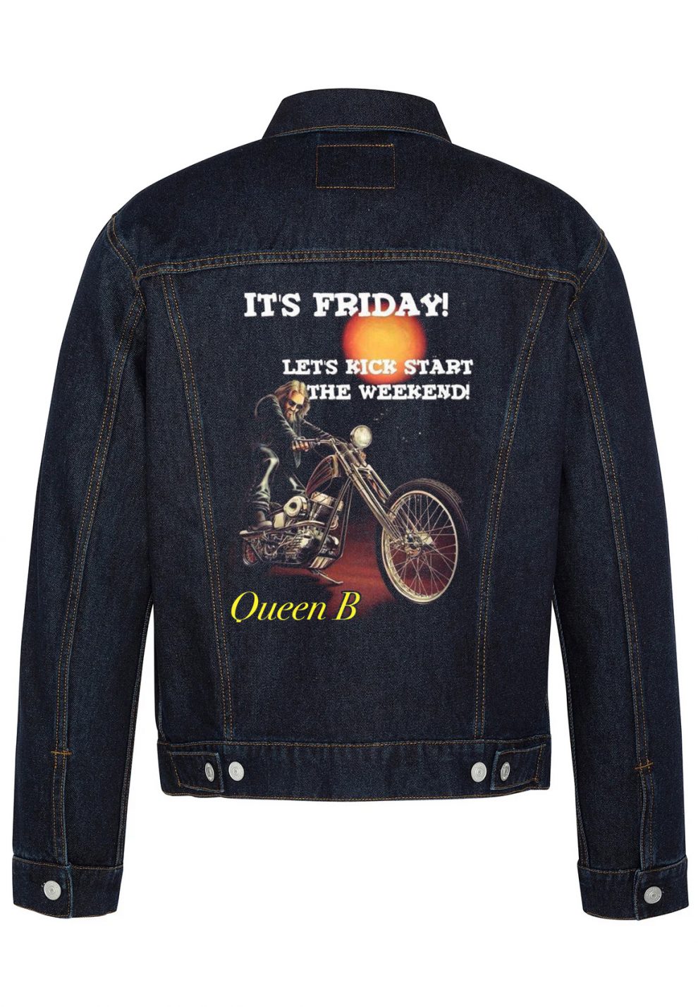 Let's Kick Start The Weekend Biker Denim Jacket | Swag Shirts